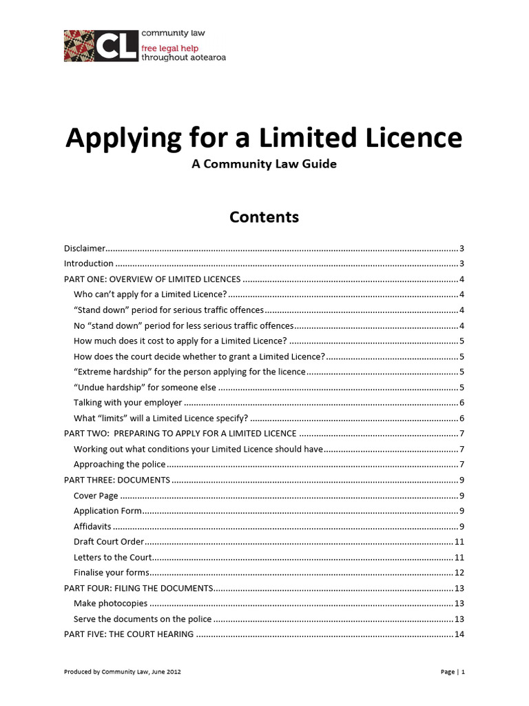 Guide to Applying for a Limited Licence | PDF | Affidavit | Judge