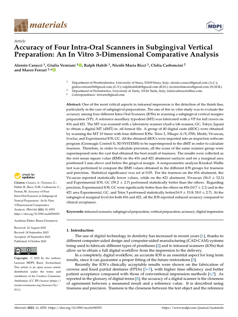Accuracy of Four Intra-Oral Scanners in Subgingival Vertical ...