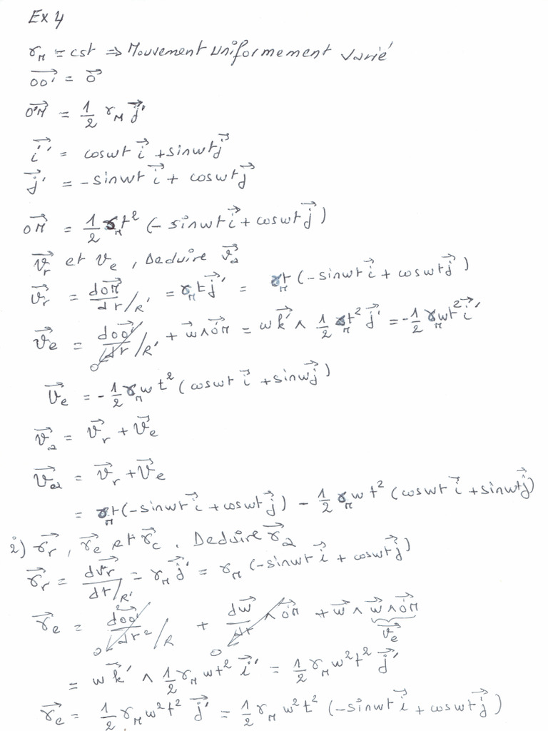 Corrigé Exercice 4 mouvement relatif | PDF