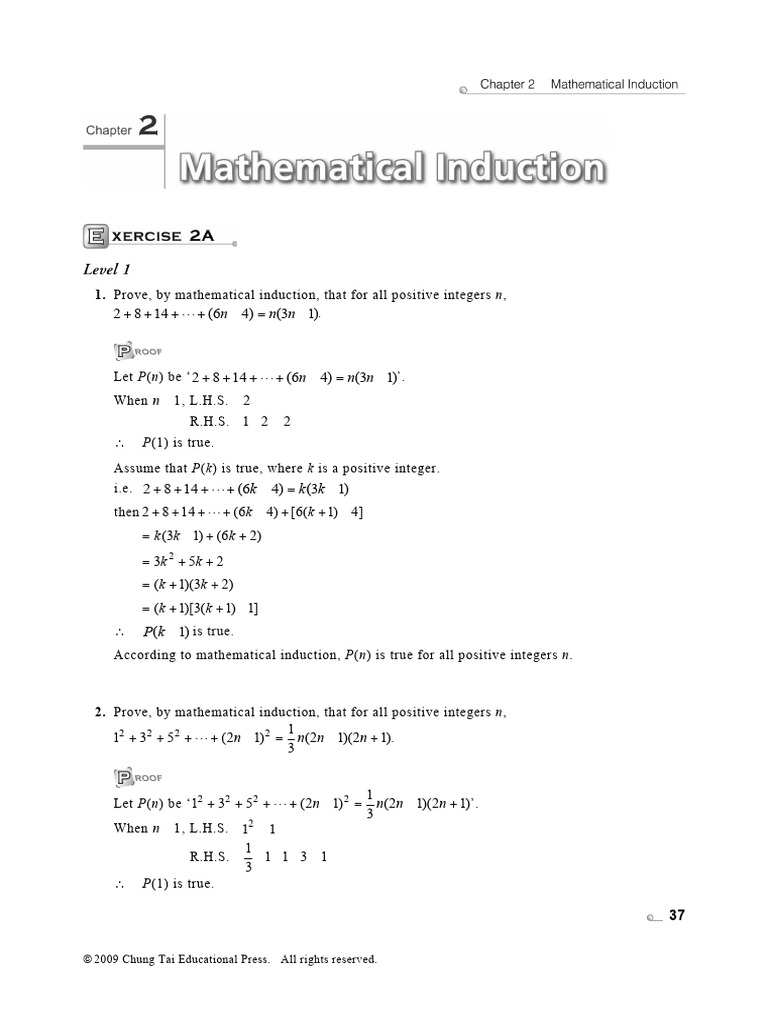 Ch2 Mathematical Induction | PDF | Mathematical Proof | Multiplication Ch2 Mathematical Induction | PDF | Mathematical Proof | Multiplication