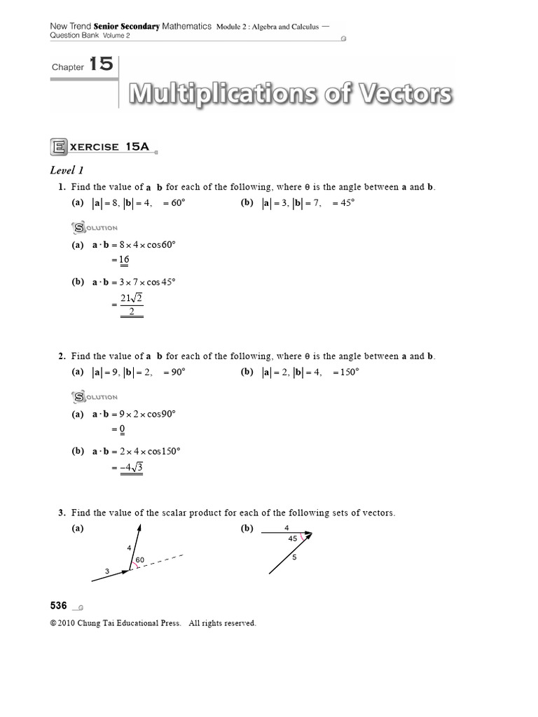 Ch15 Multiplications of Vectors | PDF | Scalar (Mathematics) | Angle