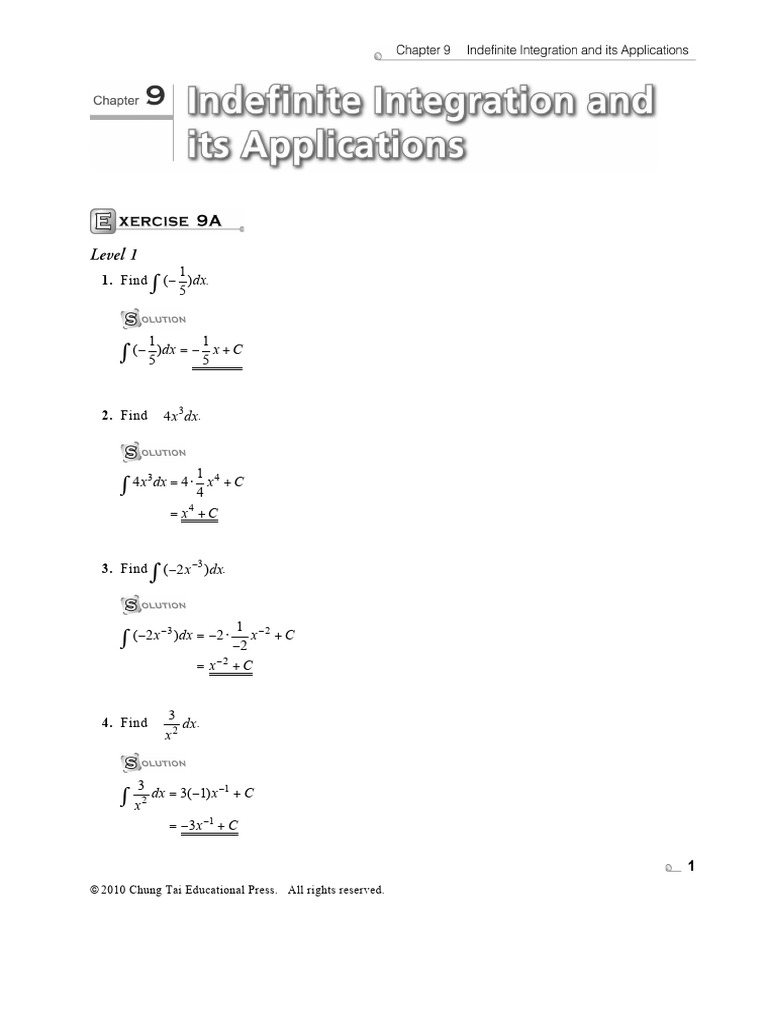 Ch9 Indefinite Integration and Its Applications | PDF