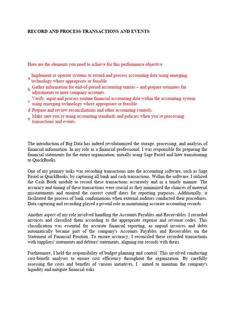 Po6 - Record and Process Transactions and Events | PDF | Accounting ...