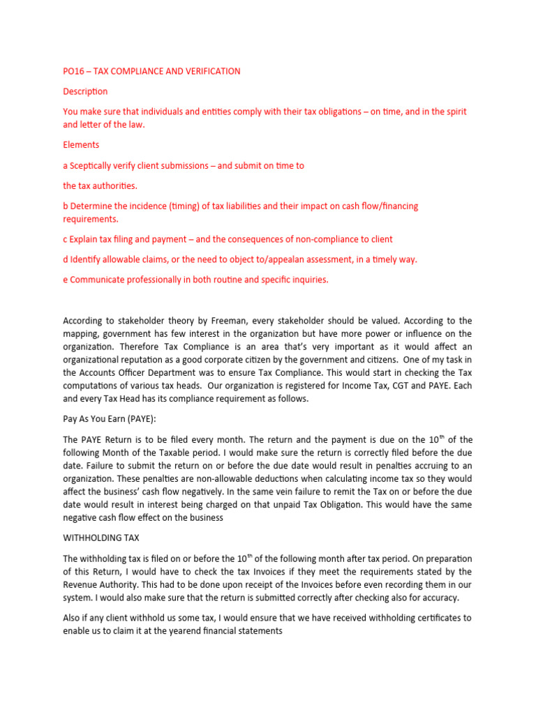 Po16 - Tax Compliance and Verification | PDF | Taxes | Income Tax