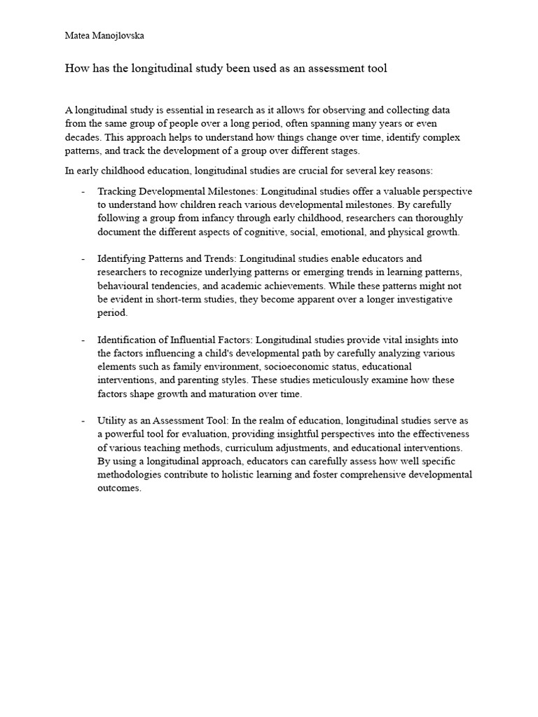 How Has The Longitudinal Study Been Used As An Assessment Tool | PDF ...