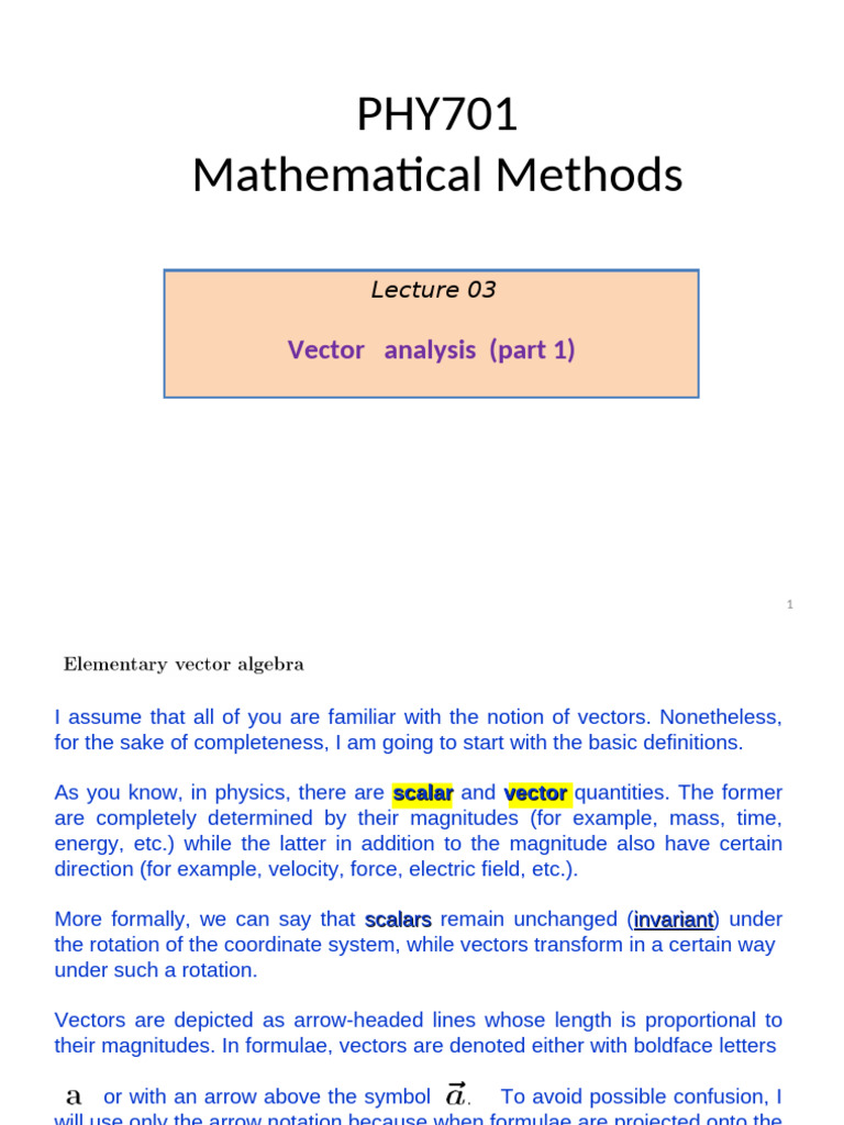 Math Meth-Lec03 | PDF | Euclidean Vector | Vector Space