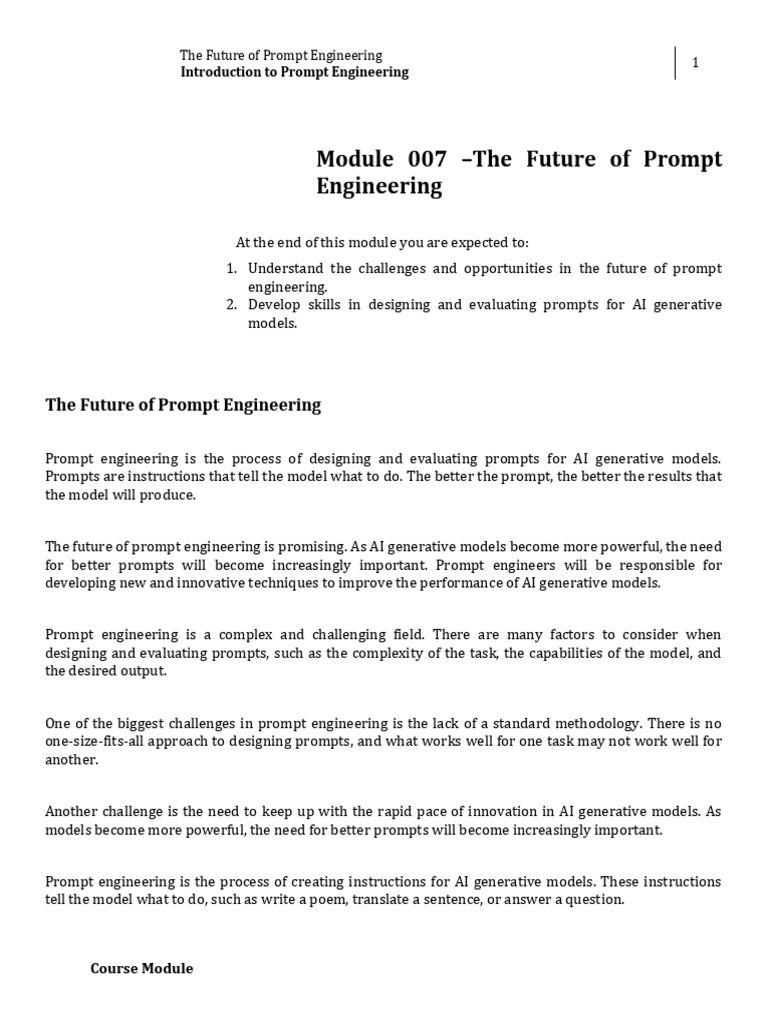 Prompt Engr Module 7 | PDF | Artificial Intelligence | Intelligence (AI) & Semantics