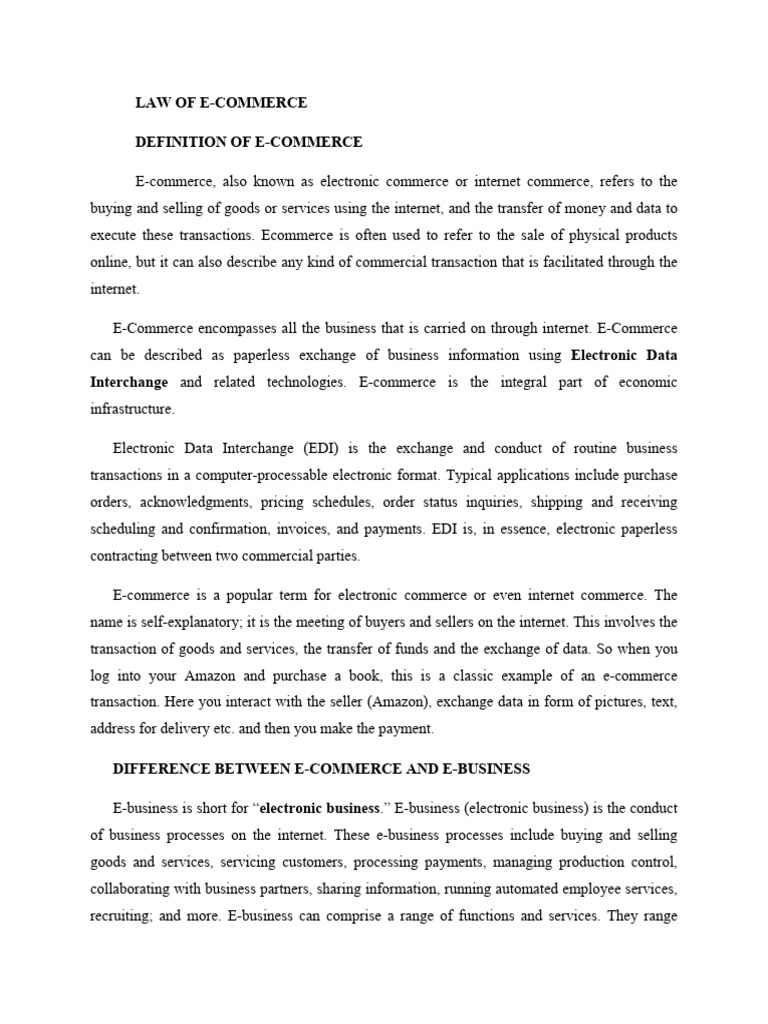 Unit 1 Ecomm | Download Free PDF | E Commerce | Electronic Business