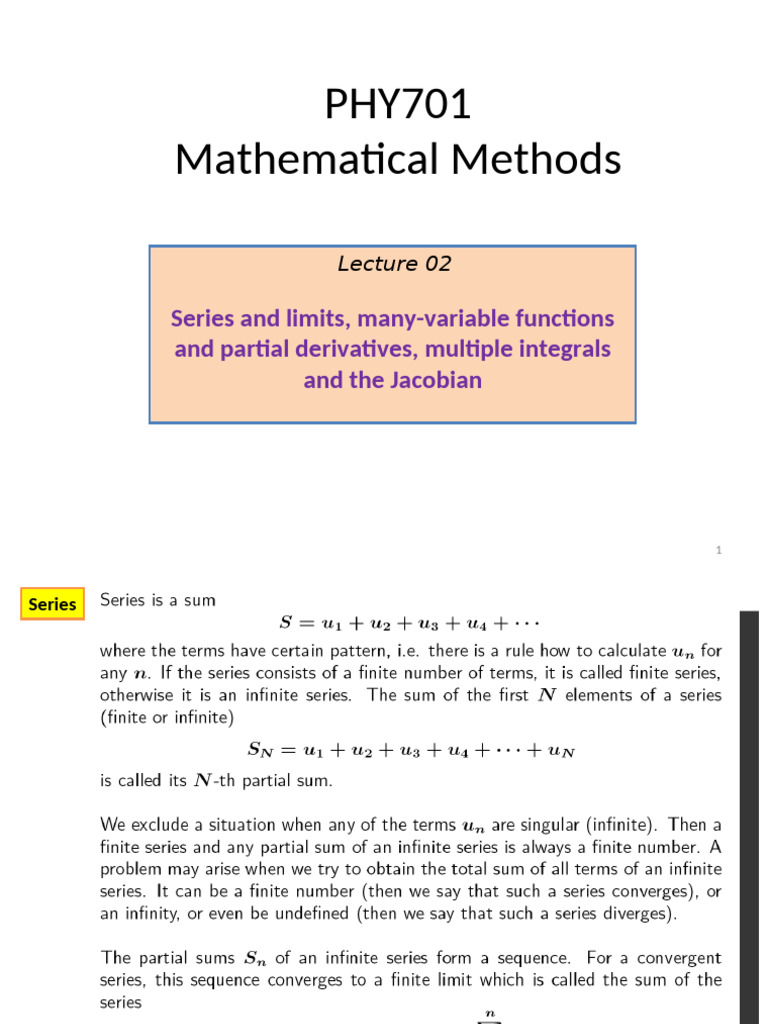Math Meth-Lec02 | PDF | Series (Mathematics) | Derivative