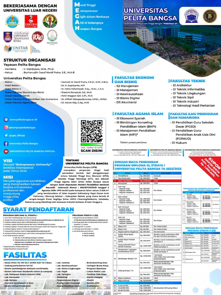 Brosur Universitas Pelita Bangsa 2022-2023 | PDF