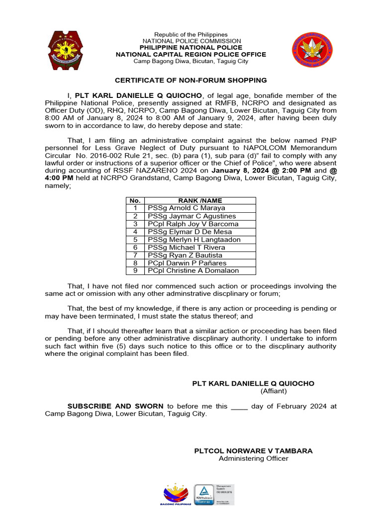PNP Complaint Affidavit for Neglect | PDF | Affidavit | Justice