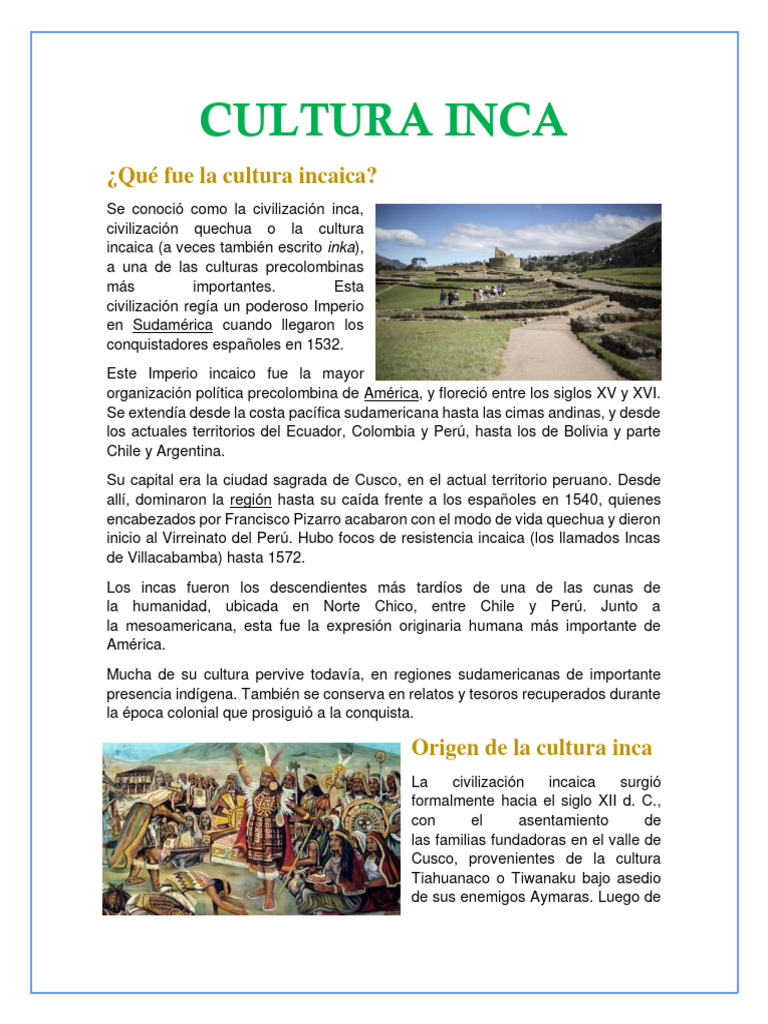 Cultura Inca | PDF | Imperio Inca | Perú