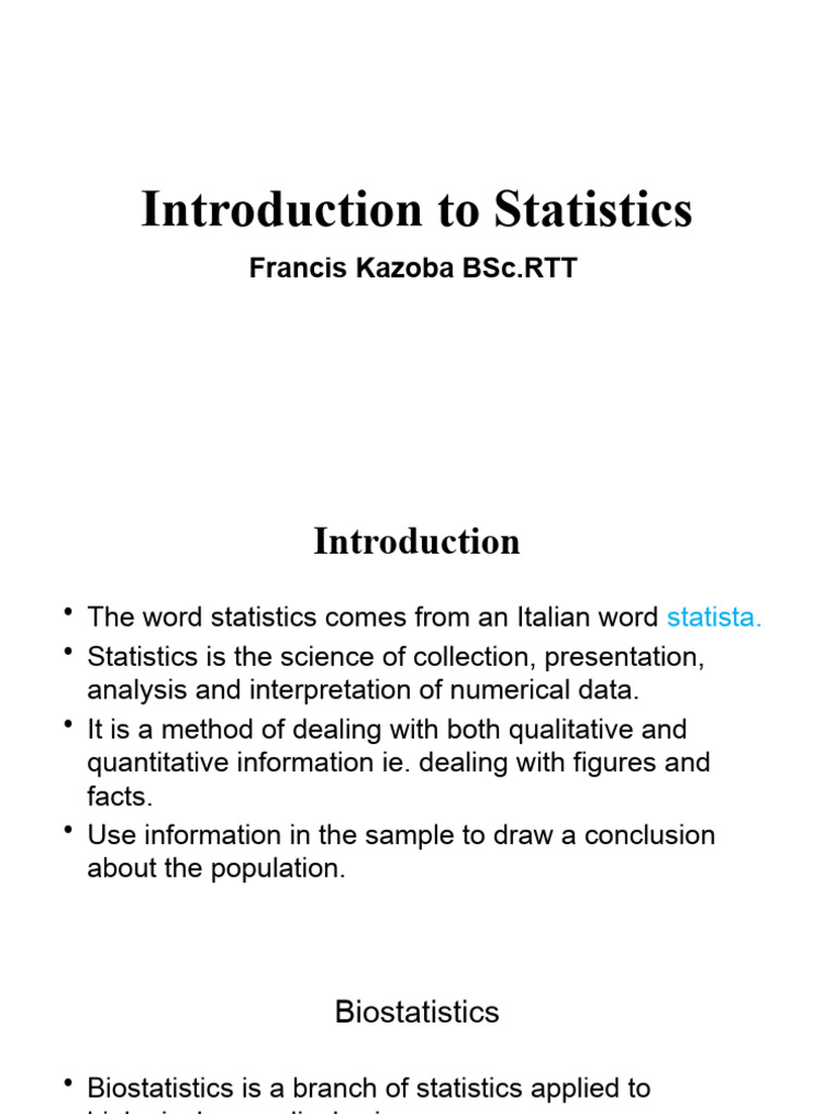 Introduction To Statistics | PDF | Statistics | Variance