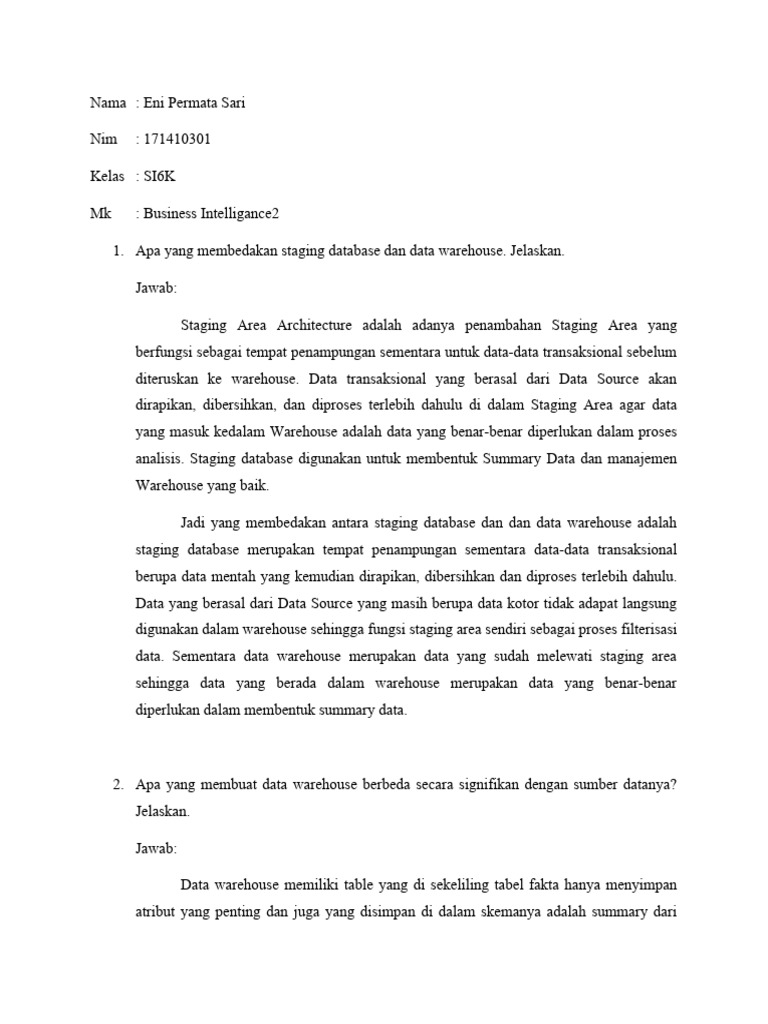 Mid BI2 - Eni Permata Sari - 171410301 - SI6K | PDF