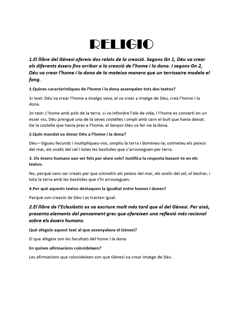 Religio Unitat 1 | PDF