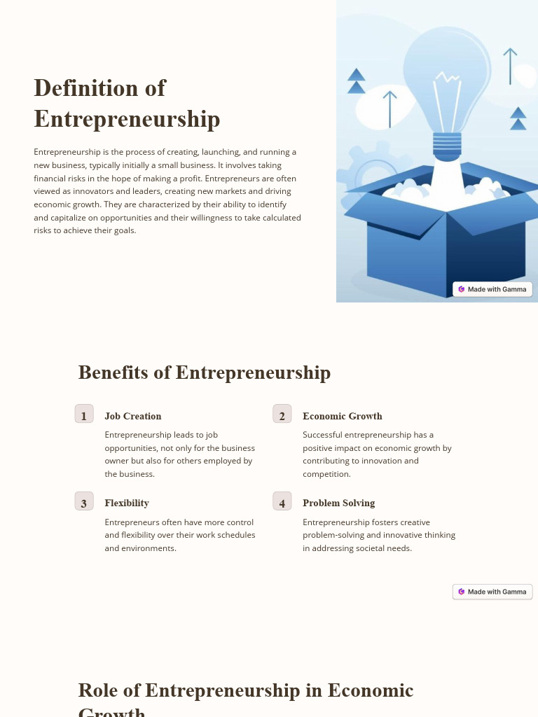 Definition of Entrepreneurship | PDF | Entrepreneurship | Risk