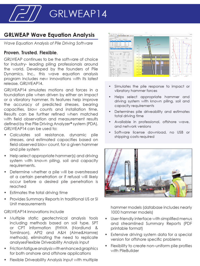 PDI GRLWEAP14 Brochure | PDF | Deep Foundation | Simulation