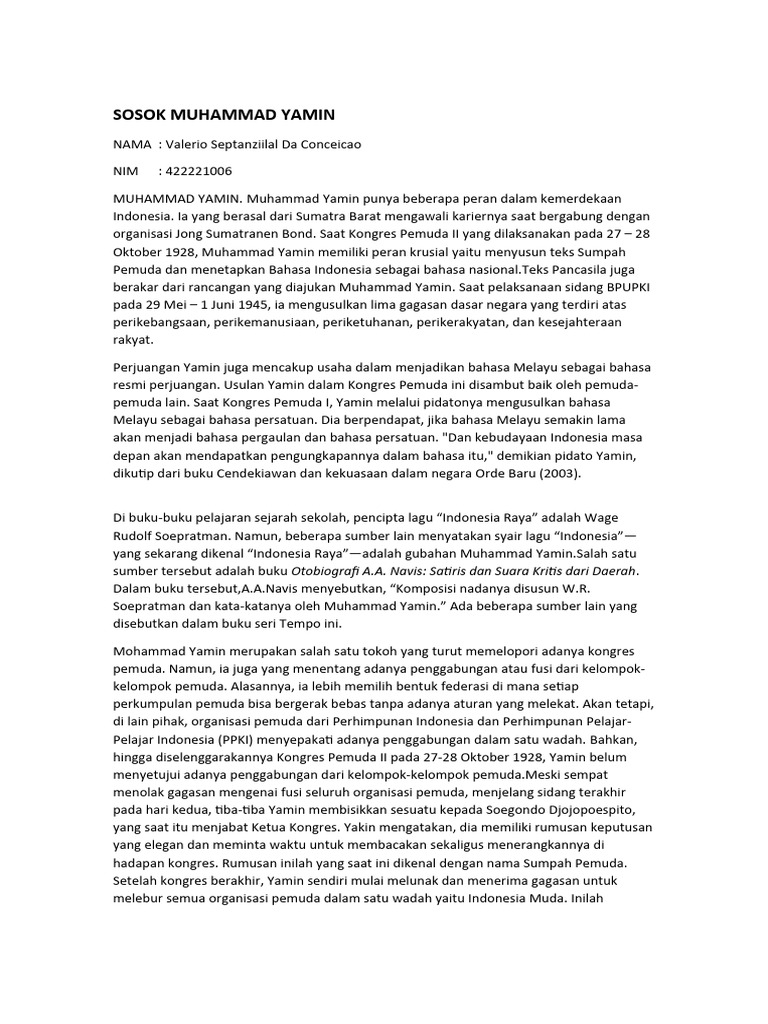 Peran Muhammad Yamin dalam Sejarah Indonesia | PDF | Politik | Ilmu Sosial