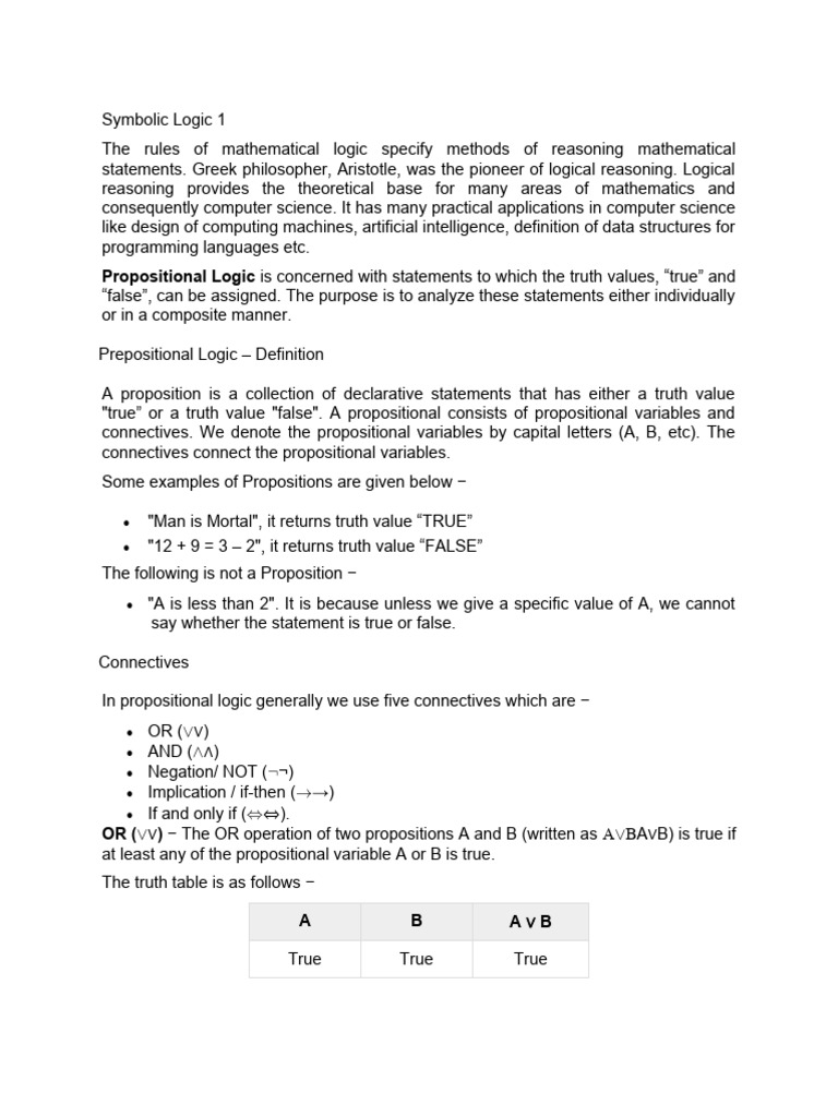 Symbolic Logic 1 PDF Logic Contradiction