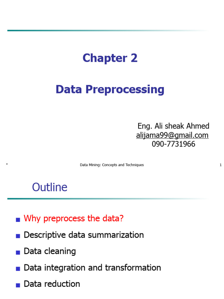Chapter 2 - Data Preprocessing | PDF | Data | Data Warehouse Chapter 2 - Data Preprocessing | PDF | Data | Data Warehouse