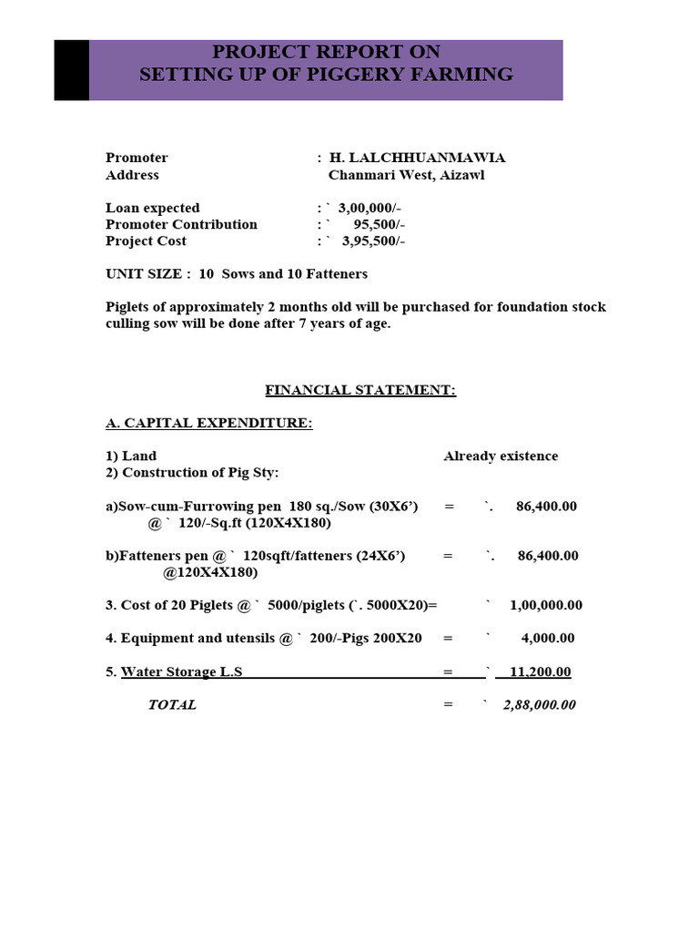 Piggery 3 Lakh | PDF | Pig | Economies