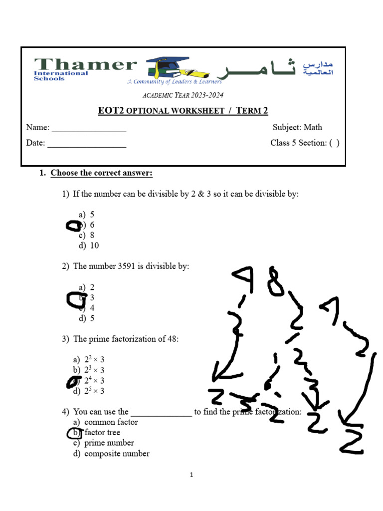 Kami Export - T2-G5-EOT2 Optional Worksheet | PDF | Mathematics | Elementary Mathematics