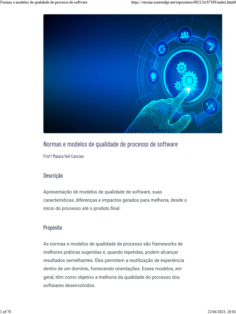 Tema 4 Normas Modelos de Qualidade de Processos de Software | PDF | Qualidade (negócios ...