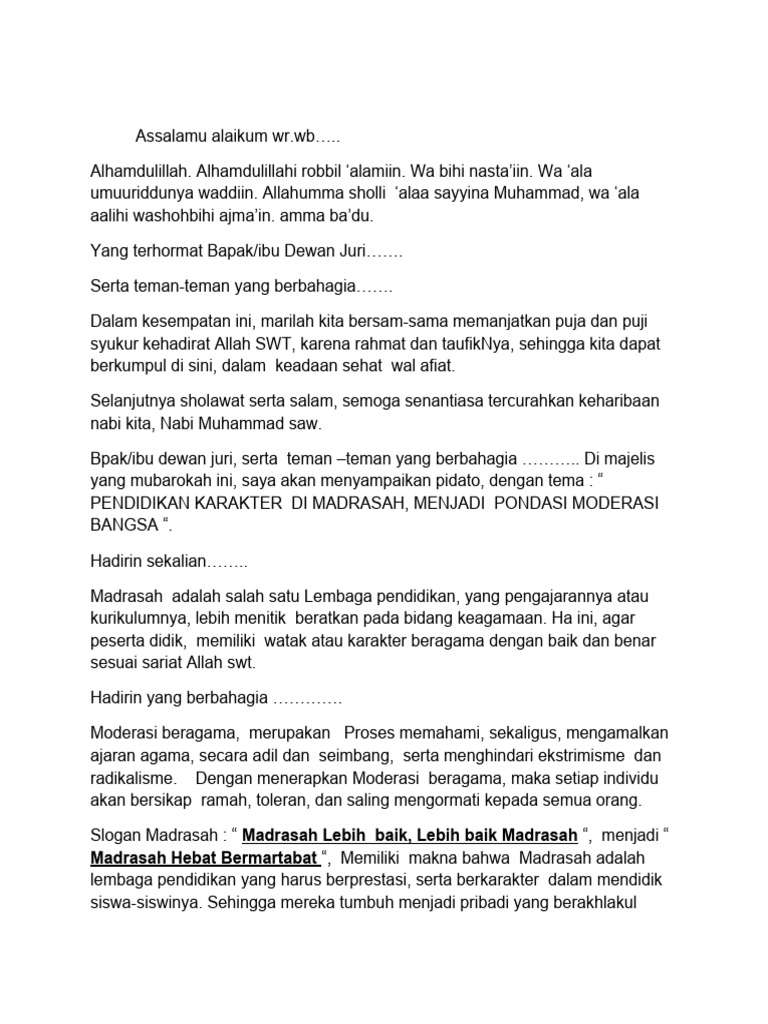 Teks Pidato Pendidikan Karakter | PDF