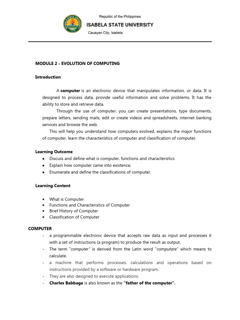 2 Introduction To Computing | PDF | Input/Output | Computer Data Storage