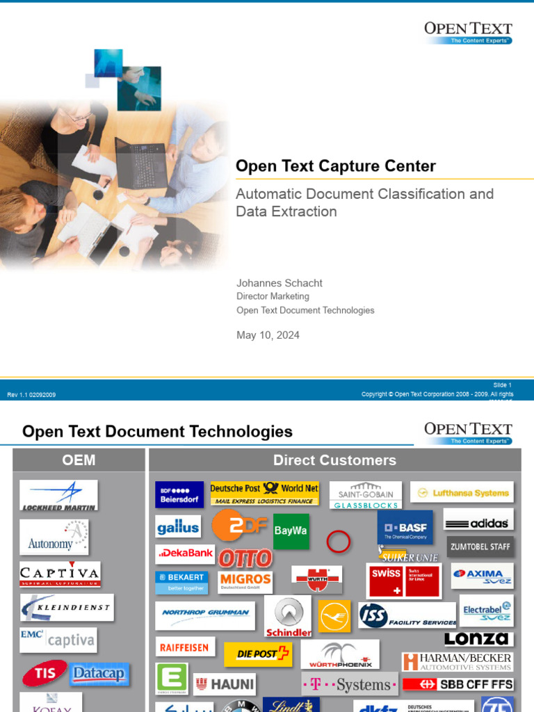 Automatic Document Classification and Data Extraction With Open Text Capture Center (Captaris ...