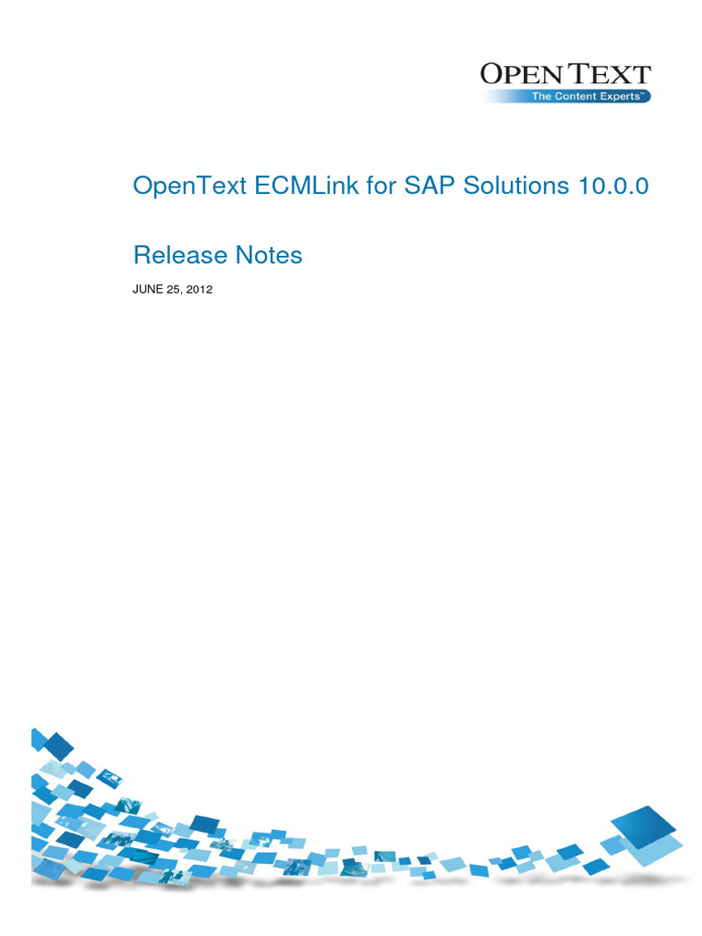 OpenText ECMLink For SAP Solutions 10.0.0 Release Notes | PDF ...