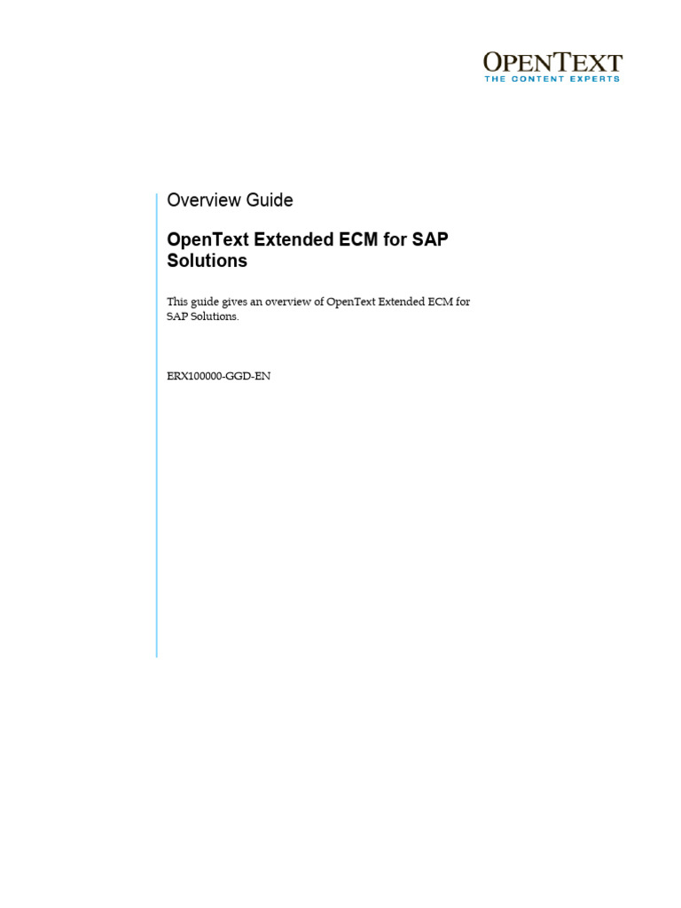 OpenText Extended ECM For SAP Solutions 10.0.0 - Overview Guide English ...