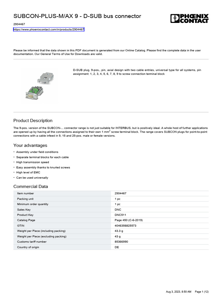 Phoenix Contact 2904467 en | PDF | Electrical Connector | Electricity