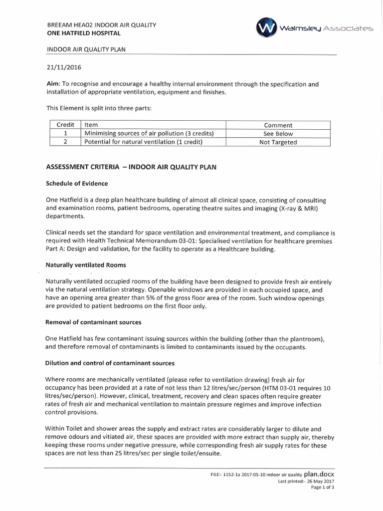 Example Indoor Air Quality Plan | PDF