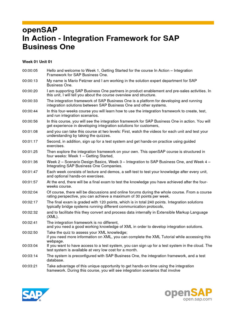 openSAP Ifb1 Week 01 Transcript | PDF | Xslt | Xml openSAP Ifb1 Week 01 Transcript | PDF | Xslt | Xml