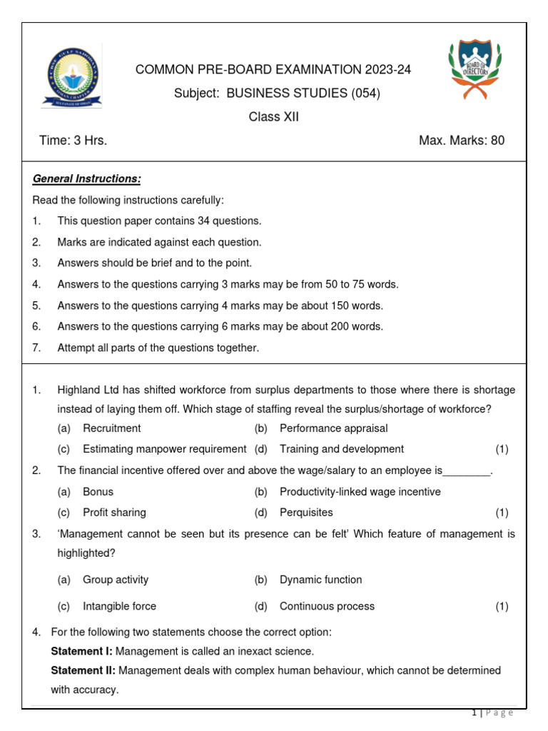 XII - QP - Business Studies - CPB - 2K24 | PDF | Marketing | Securities ...
