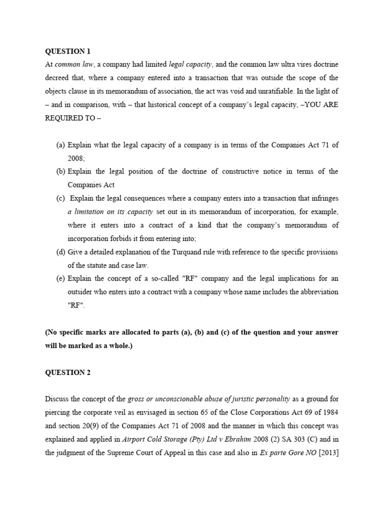 Model Test Questions | Download Free PDF | Partnership | Common Law