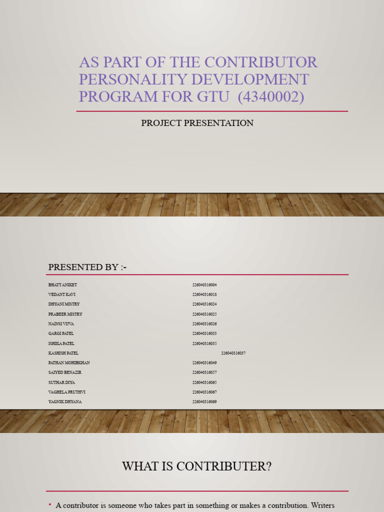 As Part of The Contributor Personality Development PROGRAM FOR GTU (4340002) | PDF ...