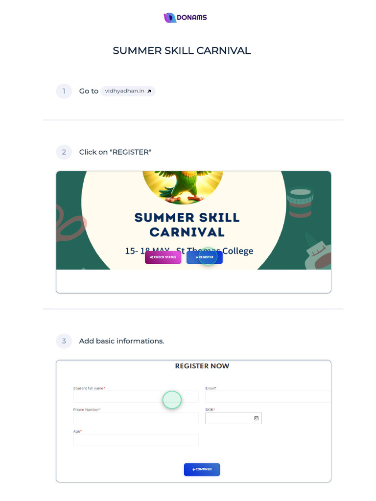 Registration Guide - SUMMER SKILL CARNIVAL | PDF
