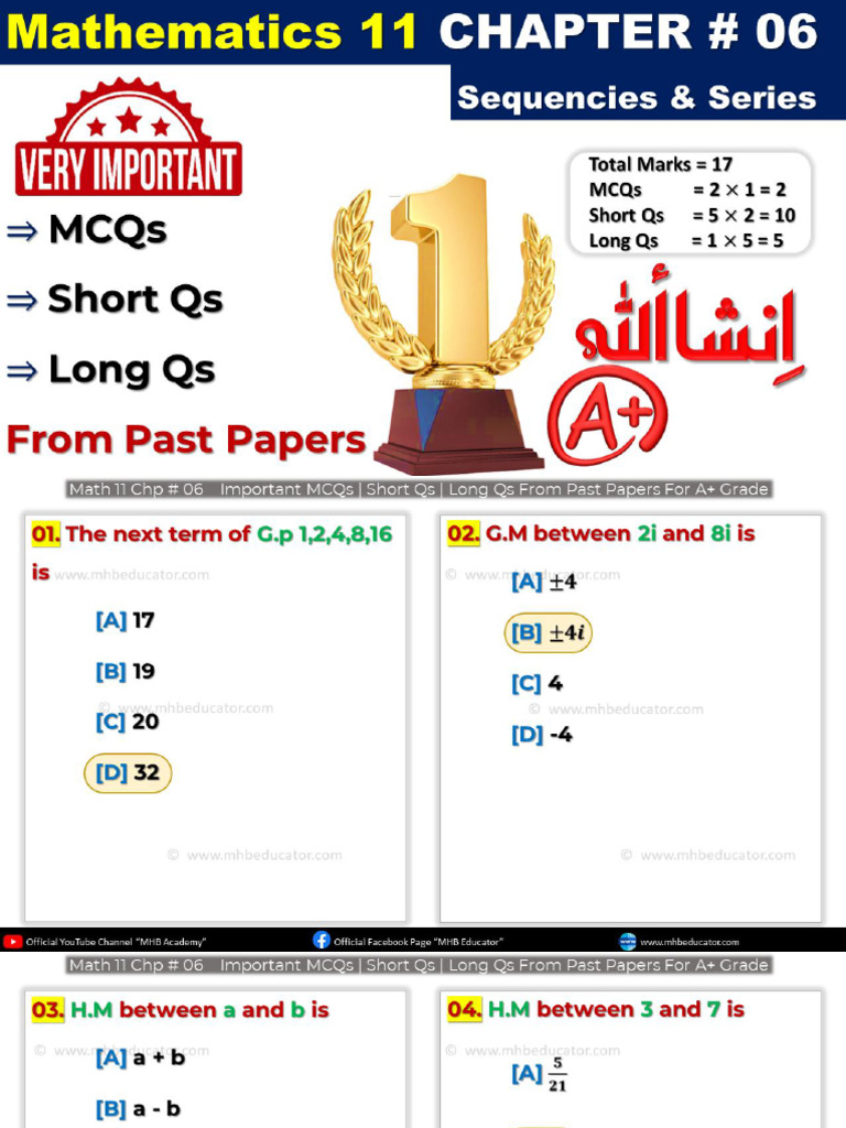 Maths 11 Unit 6 Sequences and Series | PDF