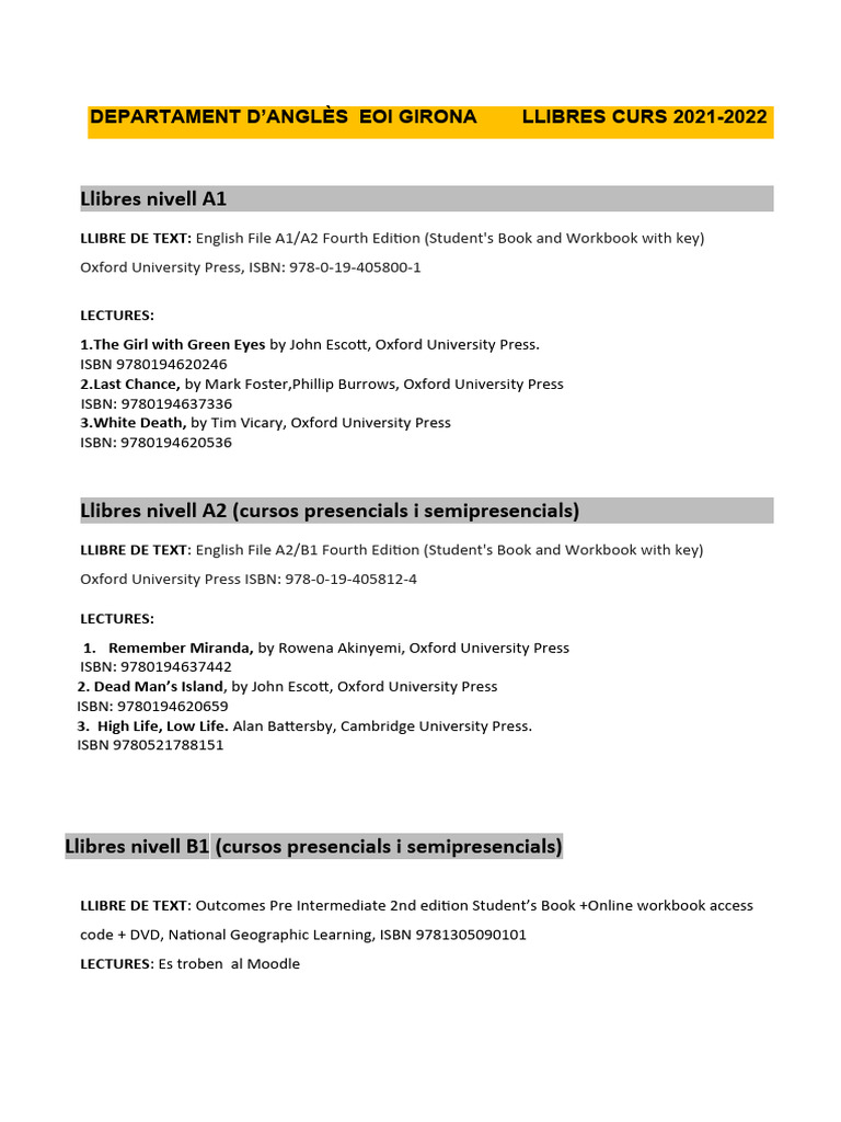 PDF Idiomes Llibres Categories116 | PDF