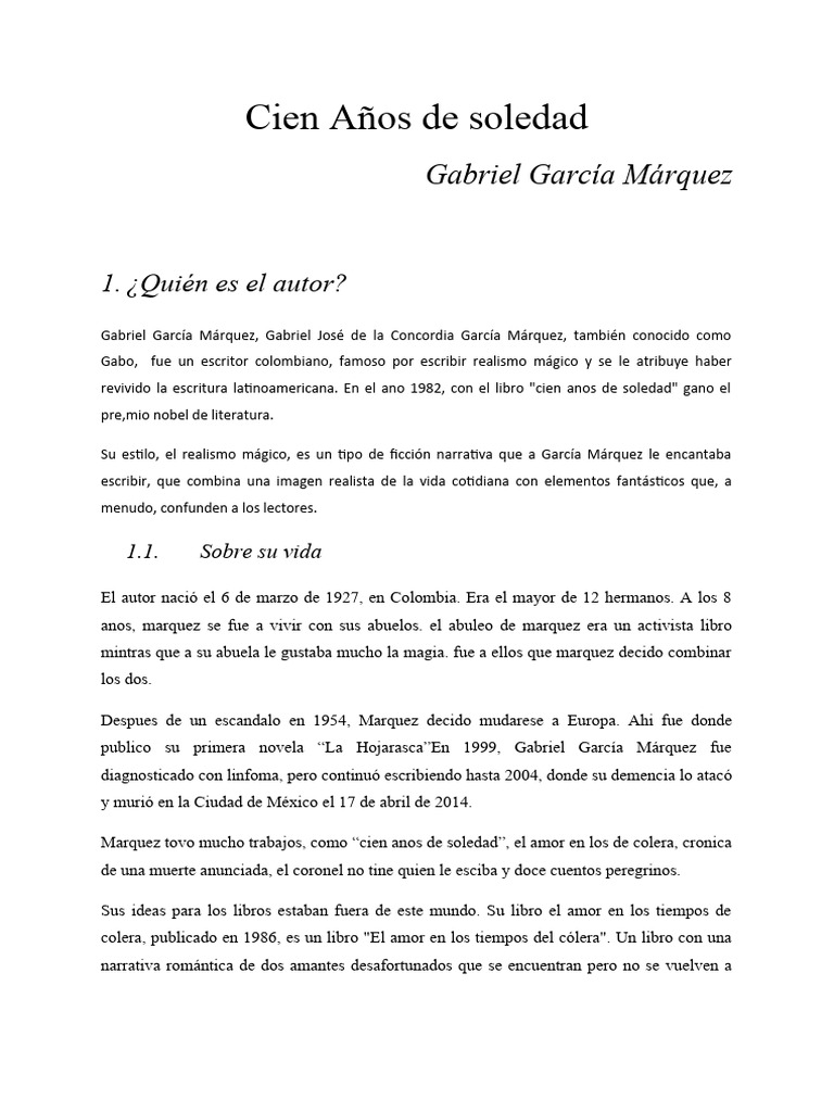 Cien Años de Soledad - Gabriel Garcia Marquez (Marija Ilic) | PDF | Gabriel García Márquez ...