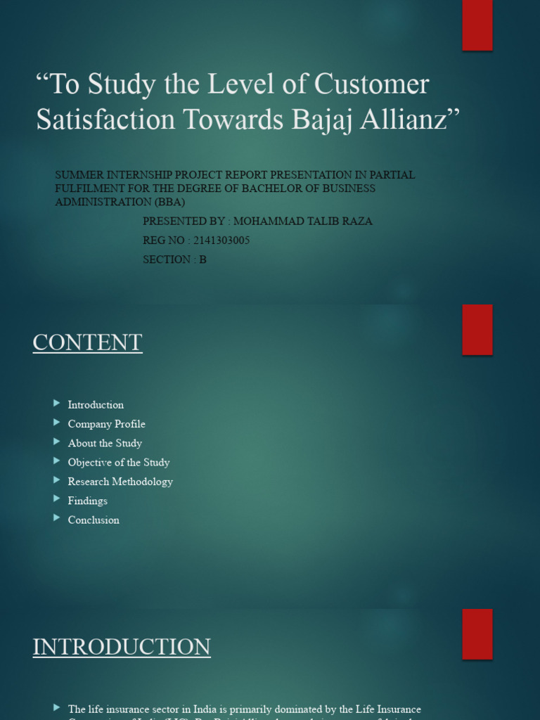 To Study The Level of Customer Satisfaction Towards Bajaj Allianz | PDF ...