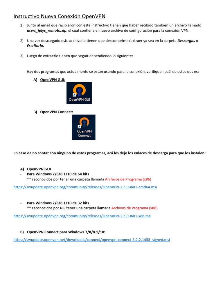 Nuevo Instructivo VPN | PDF | Archivo de computadora | Arquitectura de Computadores