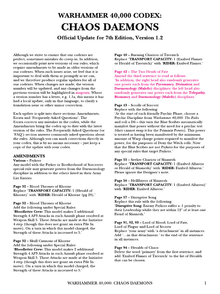 Chaos Daemons v1.2 Oct14 | PDF | History