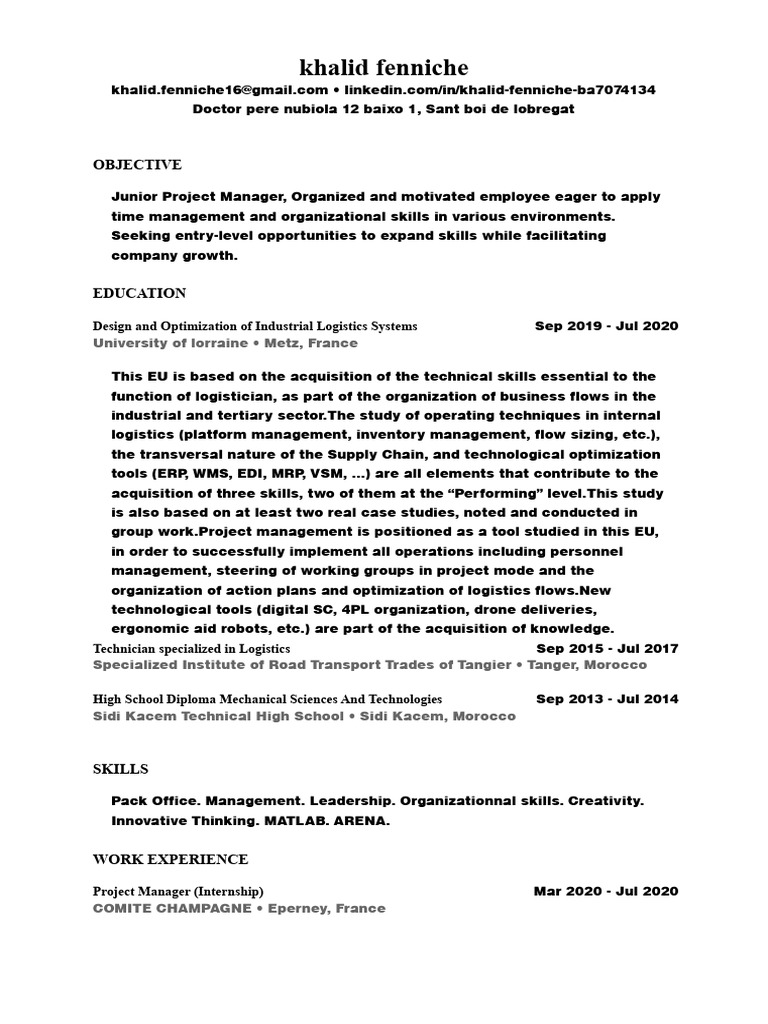 Khalid Resume | PDF | Logistics | Business