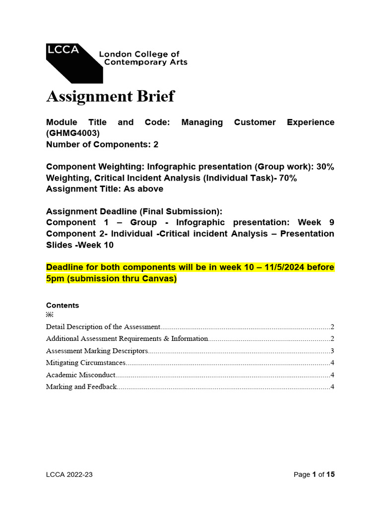 Assignment Brief - MCE | PDF | Customer Experience | Plagiarism