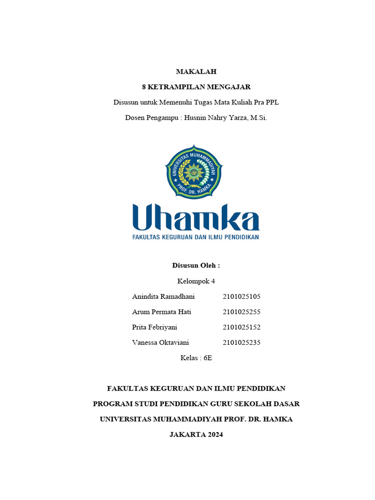 Makalah Pra Ppl-Kel 4-8 Keterampilan Mengajar-6e | PDF | Pengembangan Diri