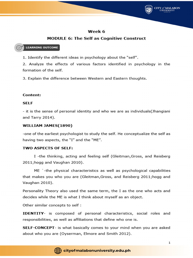 UTS Module 6 | PDF | Self Concept | Self Awareness