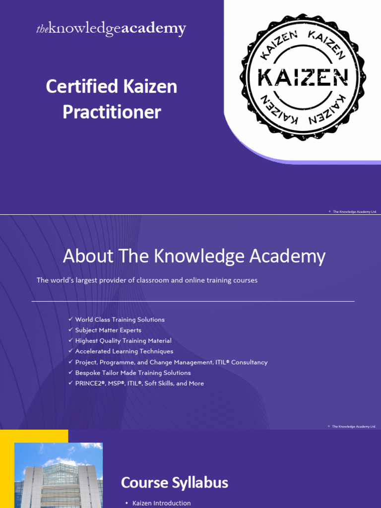 Certified Kaizen Practitioner - Delegate Pack | PDF | Lean Manufacturing | Knowledge